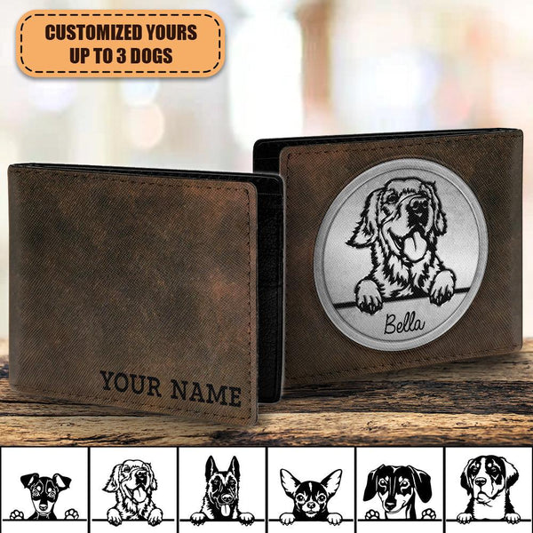 Cool Dogs With Leather Pattern Dog Personalized Men's Wallet ...