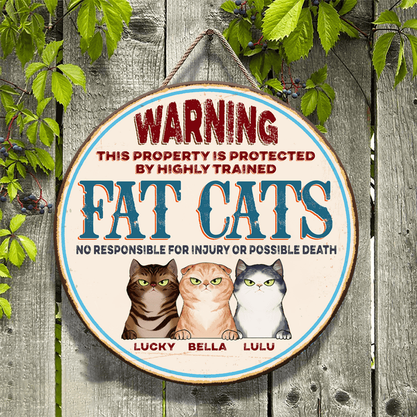 Fat Cats Personalized Round Wooden Sign, Personalized Gift for Cat ...