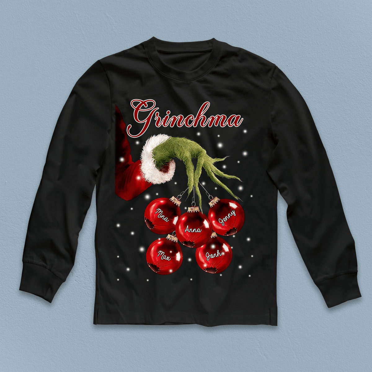 Grandma Christmas Grinch Hand Personalized Shirt, Personalized Gift for ...