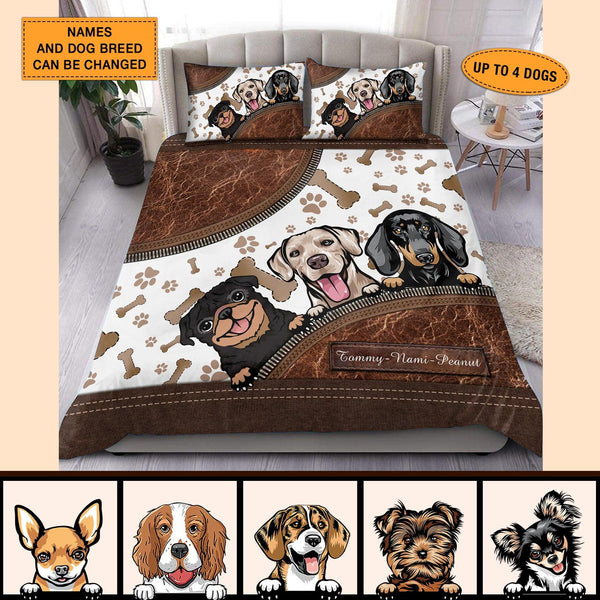 Lovely Dogs Personalized Bedding Set, Personalized Gift for Dog Lovers ...