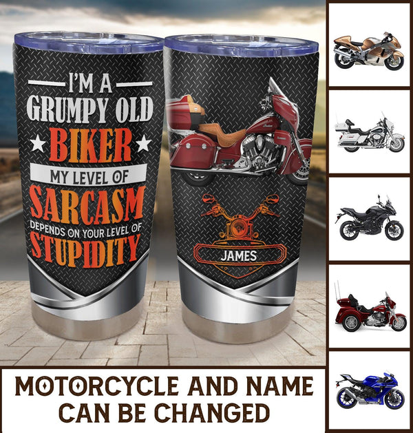 Motorcycle Grumpy Old Biker Personalized Tumbler, Personalized Gift for ...