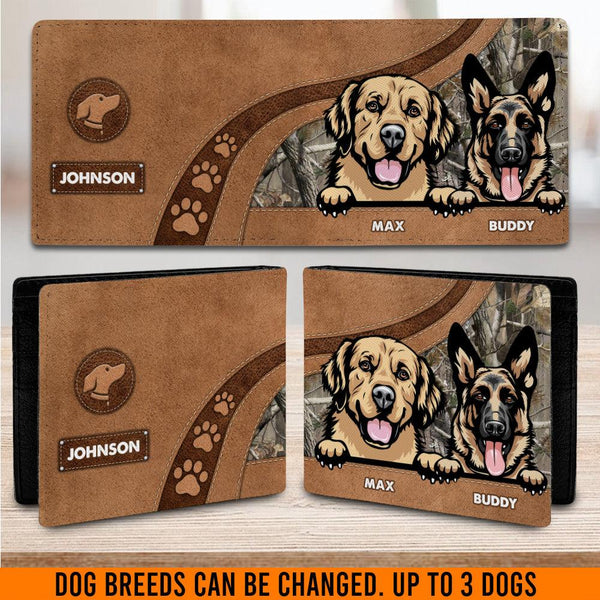 Paw Pettern Dog Personalized Men's Wallet, Personalized Gift For Dog ...